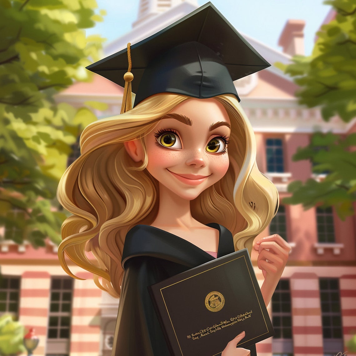 Custom Graduation Cartoon Portrait, Graduation Portrait, Graduation ...