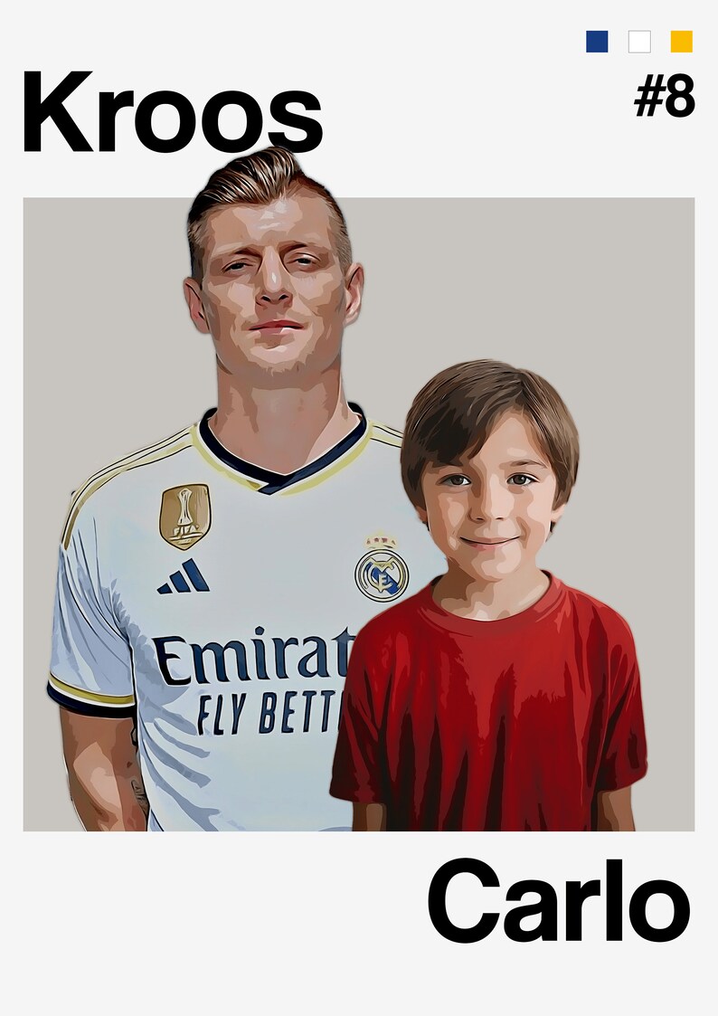 Personalized Toni Kroos Poster, Real Madrid, Flat Style, Printable Gift ...