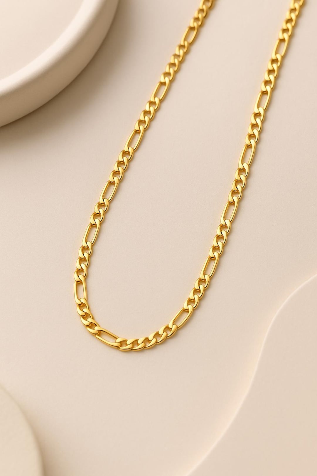 14k Solid Gold Figaro Chain Necklace, Figaro Link Chain Necklace, Real ...