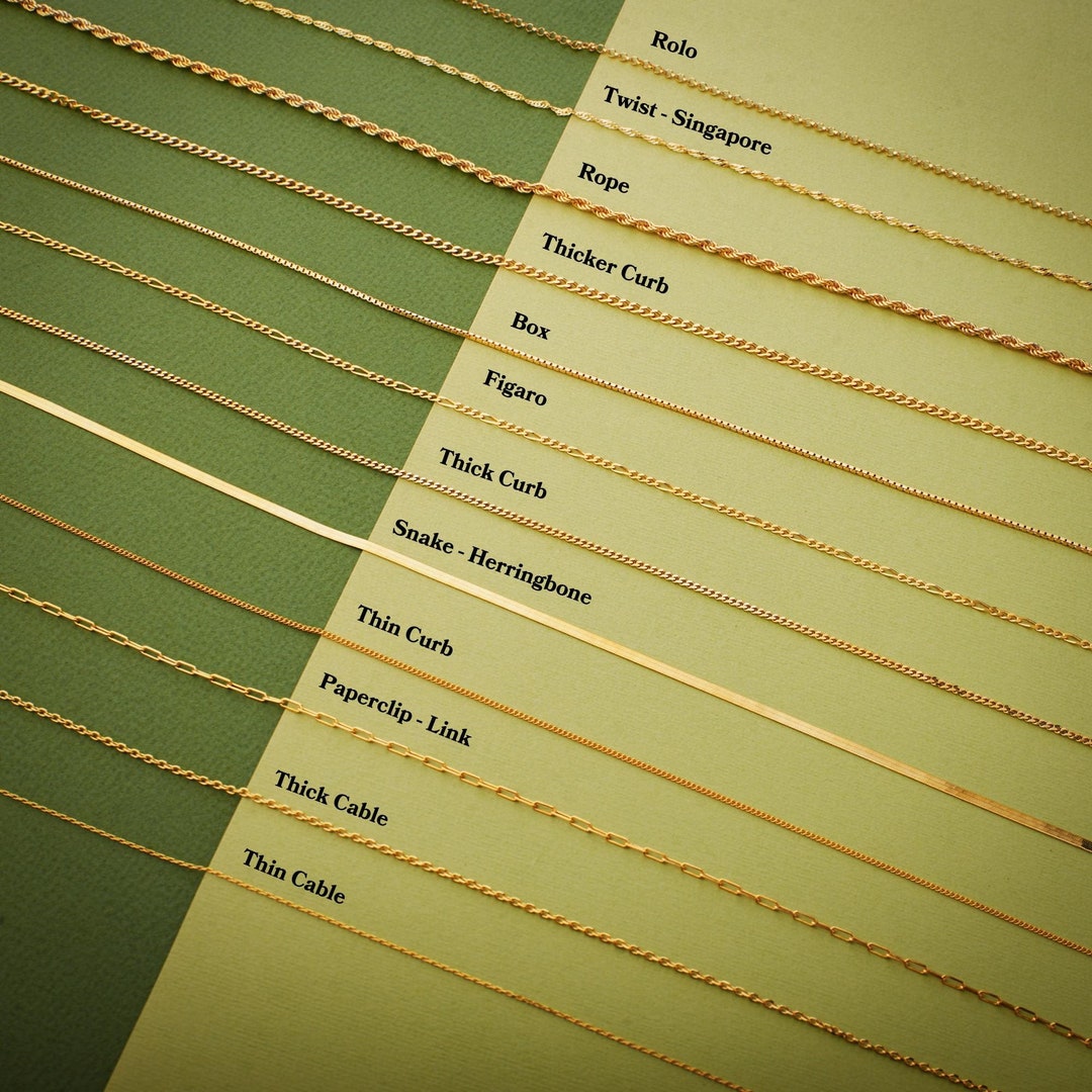 Gold Chain Necklace Box Chain Paperclip Necklace Curb Chain Figaro ...