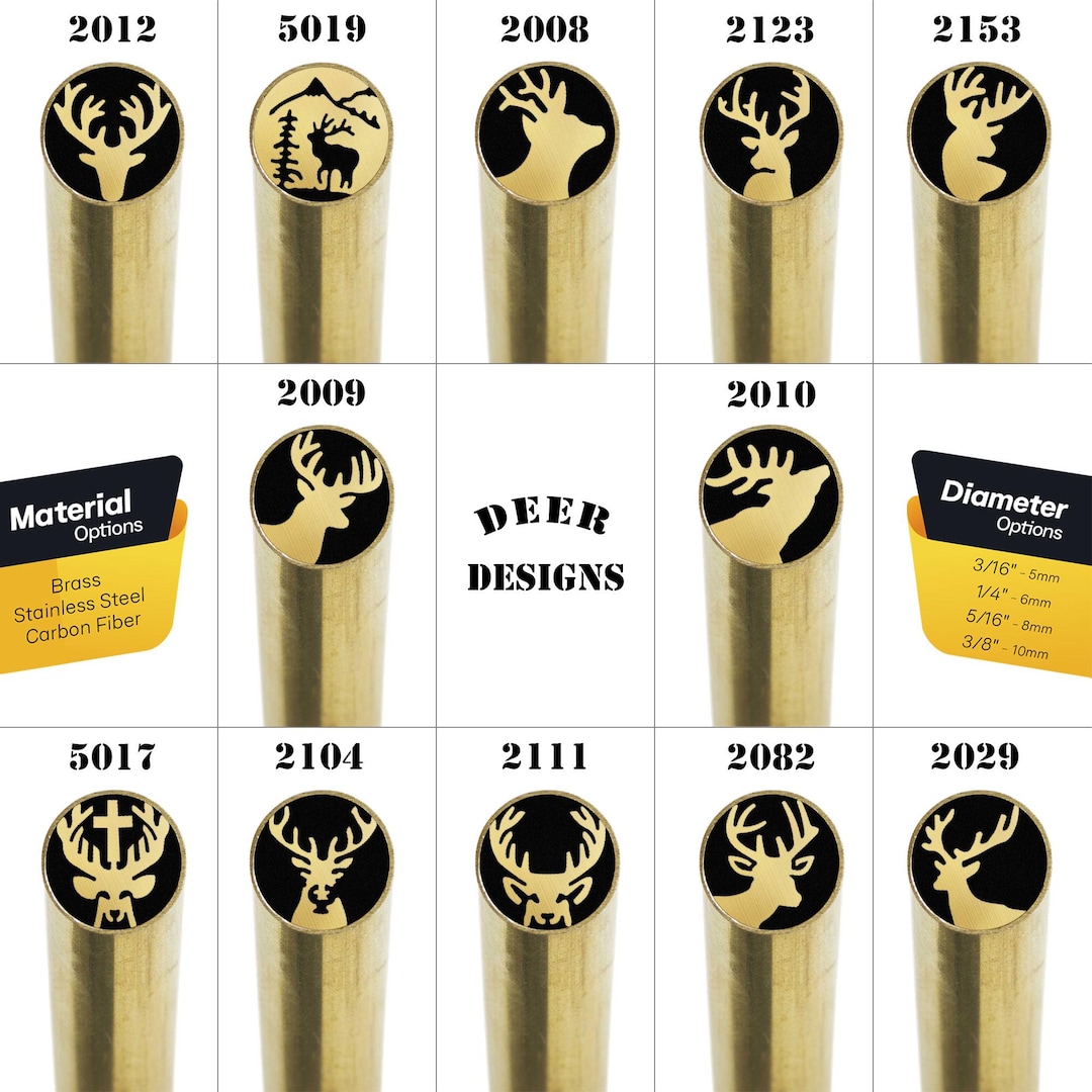 DEER & ELK DESIGNS - 3/16in - 1/4in - 5/16in - 3/8in - Brass Mosaic Pin ...