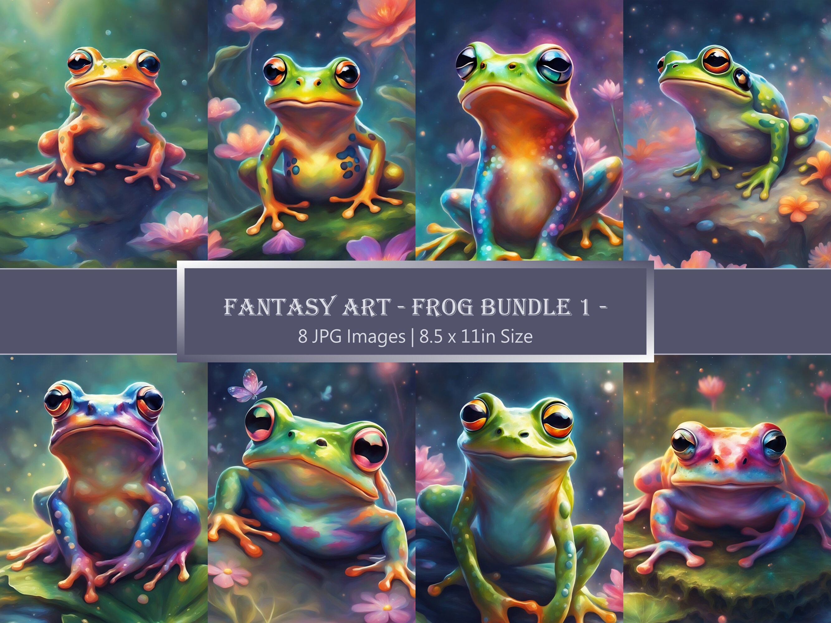 Fantasy Art Frog Bundle 1, Frog Wallpaper Printable Background for ...