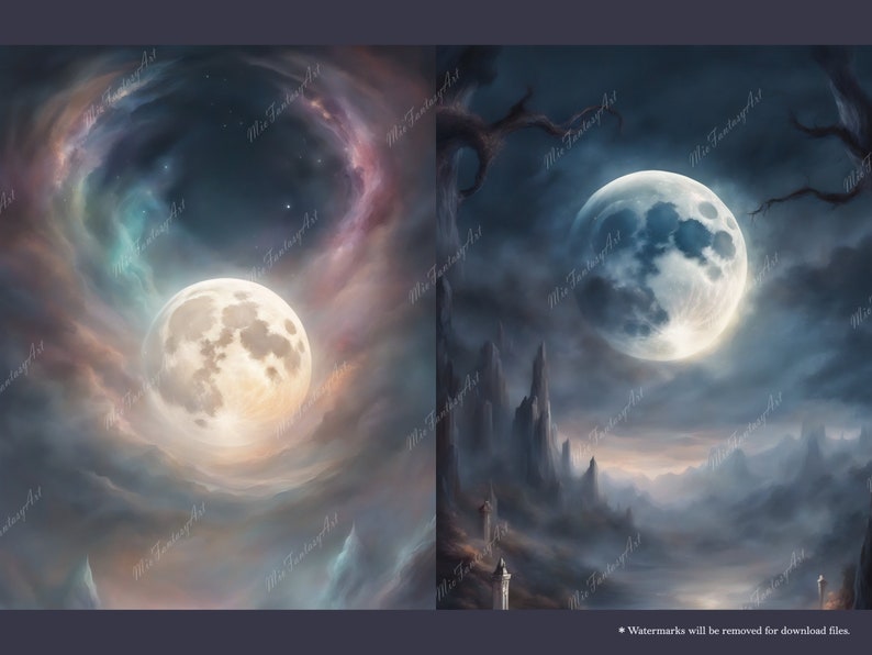 Fantasy Art Moon Bundle 3, Moon Wallpaper Printable Background for ...