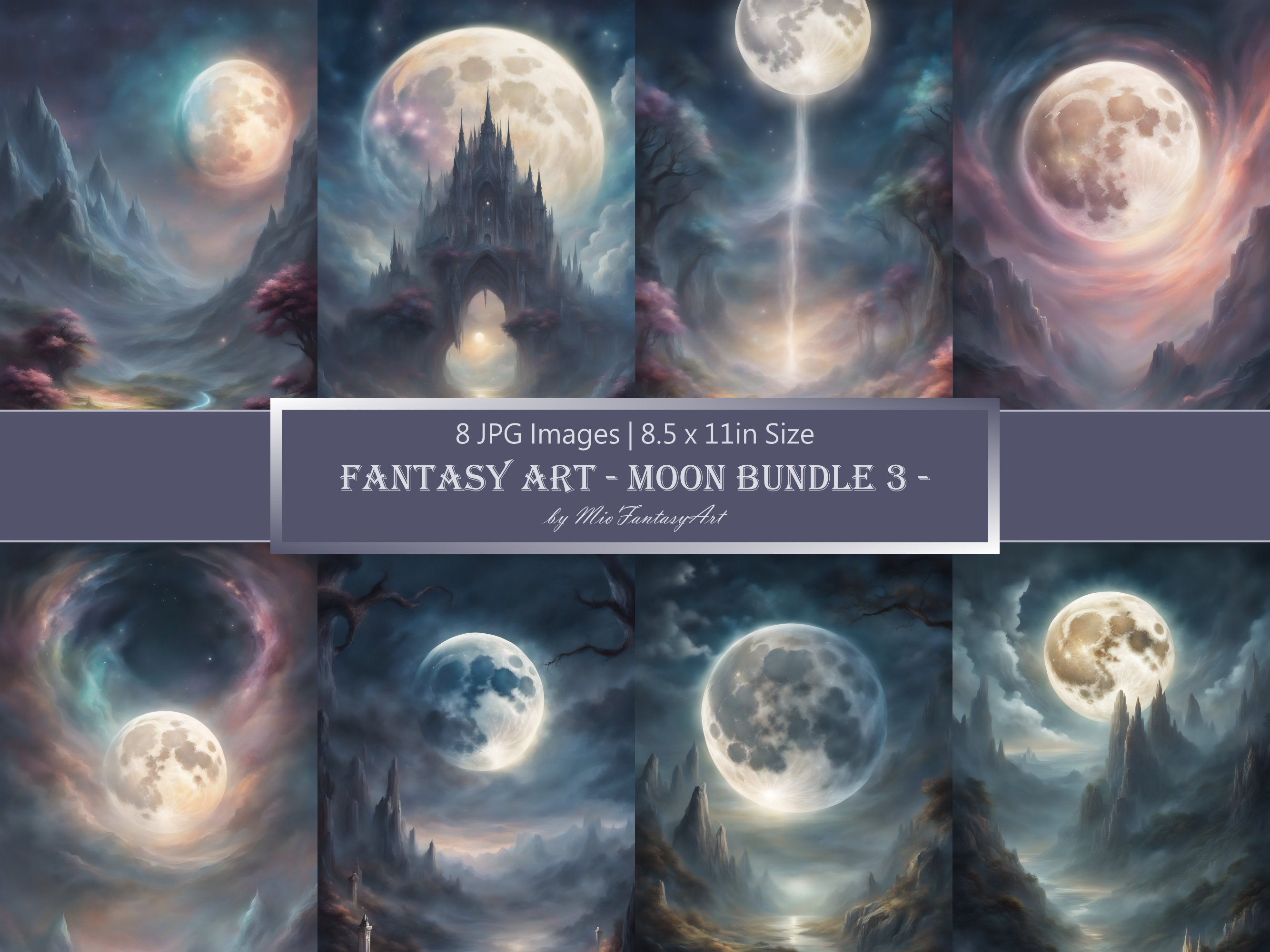 Fantasy Art Moon Bundle 3, Moon Wallpaper Printable Background for ...