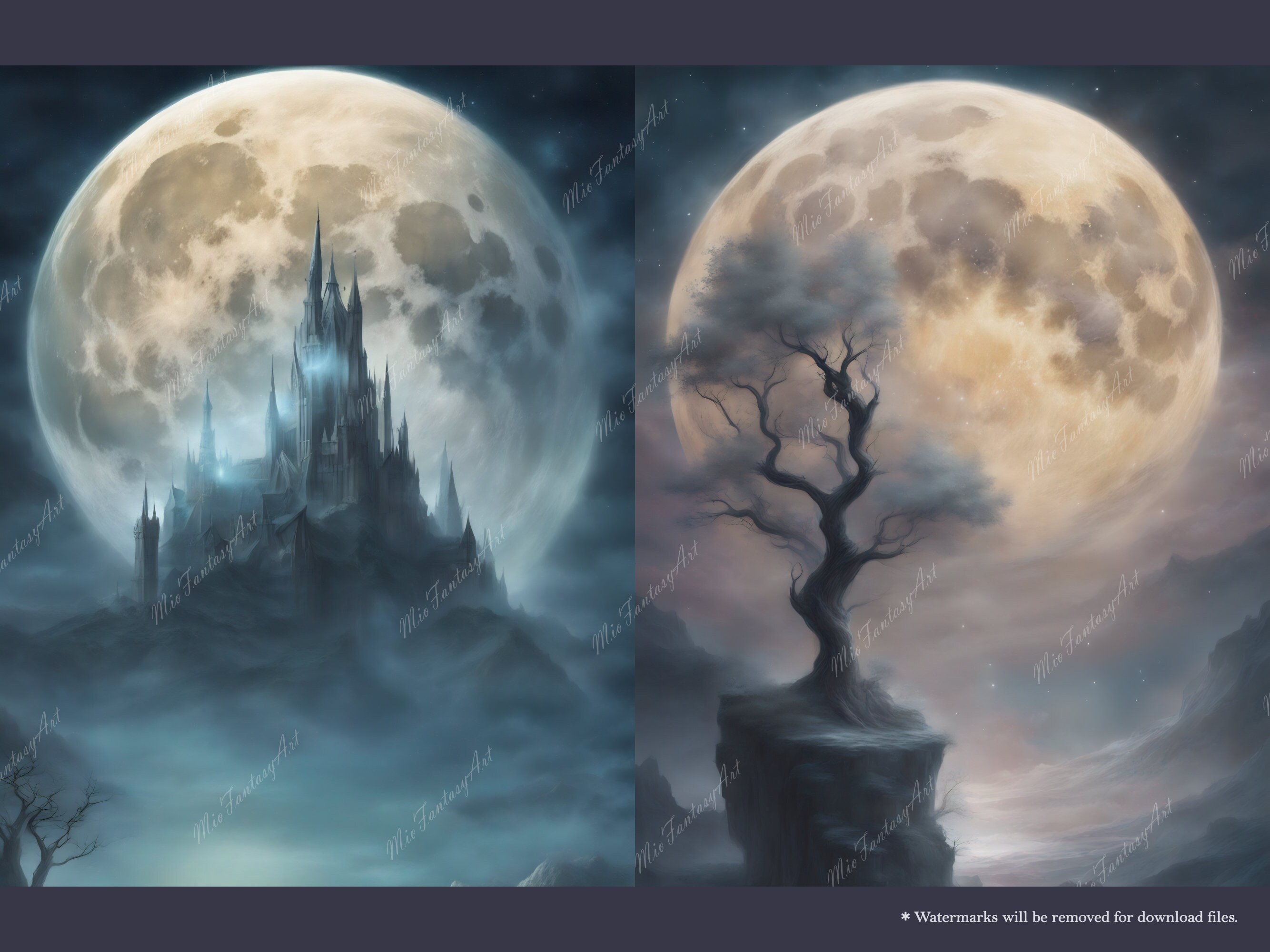 Fantasy Art Moon Bundle 4, Moon Wallpaper Printable Background for ...