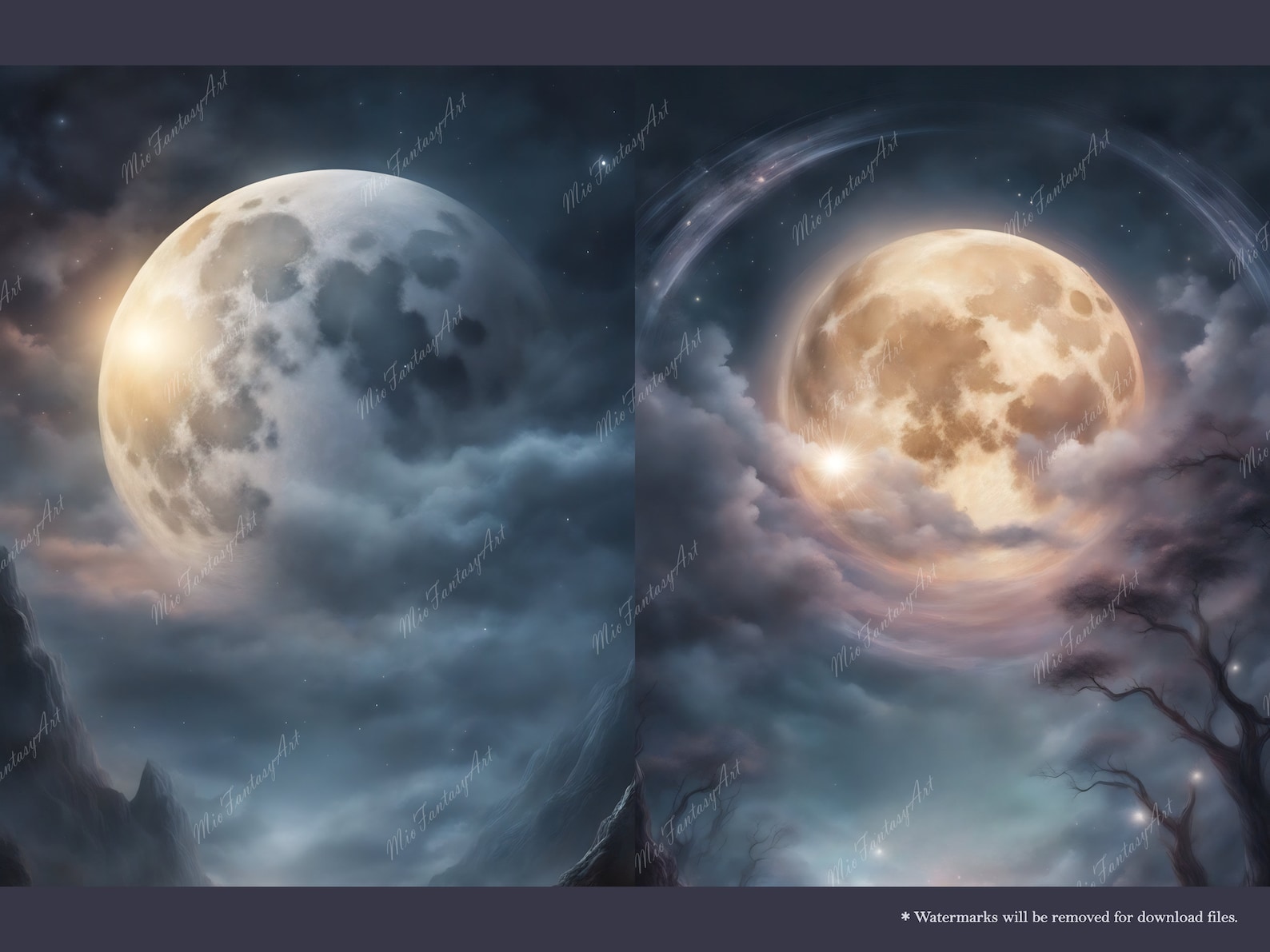 Fantasy Art Moon Bundle 4, Moon Wallpaper Printable Background for ...
