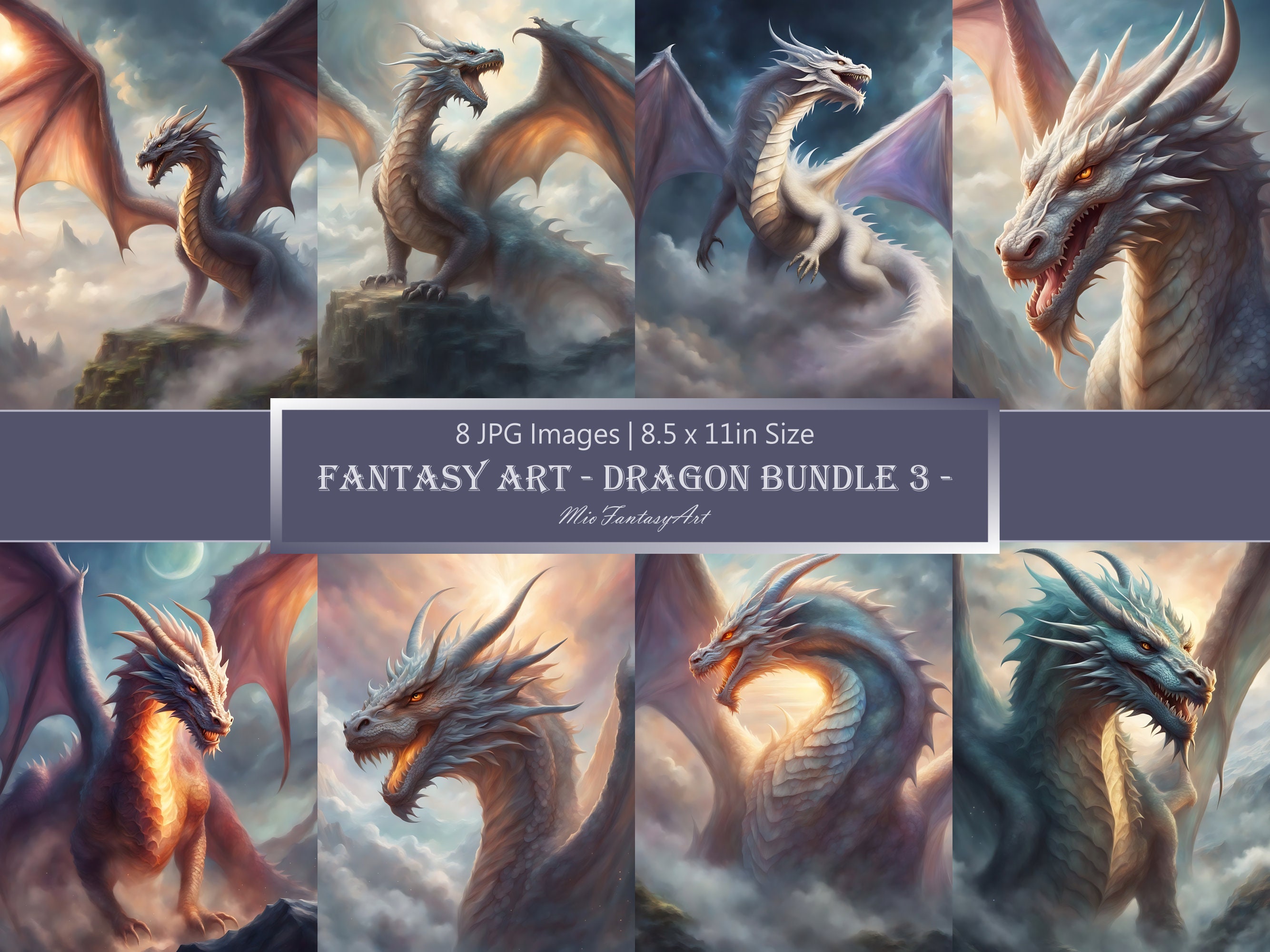 Fantasy Art Dragon Bundle 3, Dragon Wallpaper Printable Background for ...