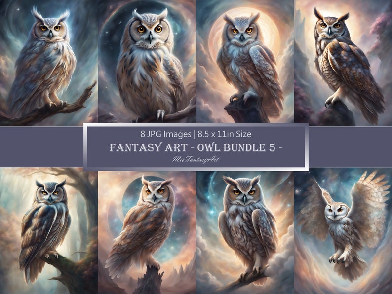 Fantasy Art Owl Bundle 5, Owl Wallpaper Printable Background for ...