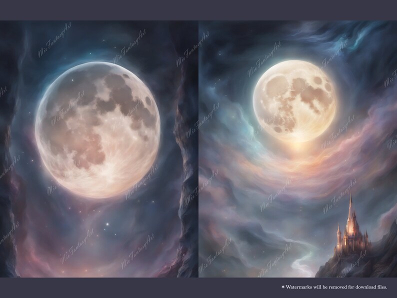 Fantasy Art Moon Bundle 1, Moon Wallpaper Printable Background for ...