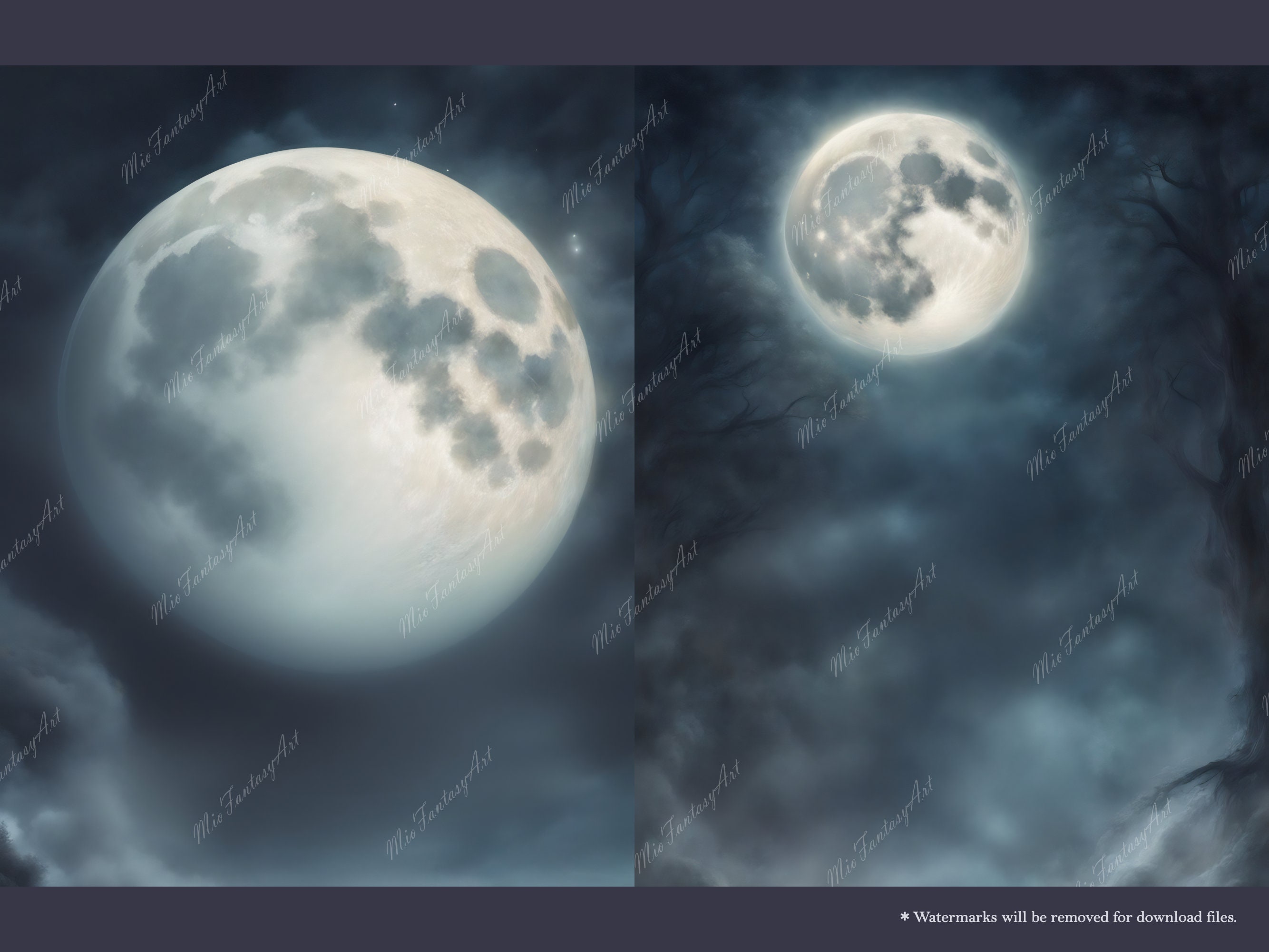 Fantasy Art Moon Bundle 4, Moon Wallpaper Printable Background for ...