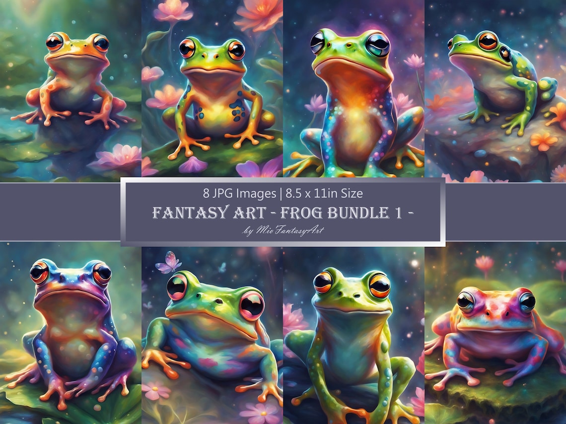 Fantasy Art Frog Bundle 1, Frog Wallpaper Printable Background for ...