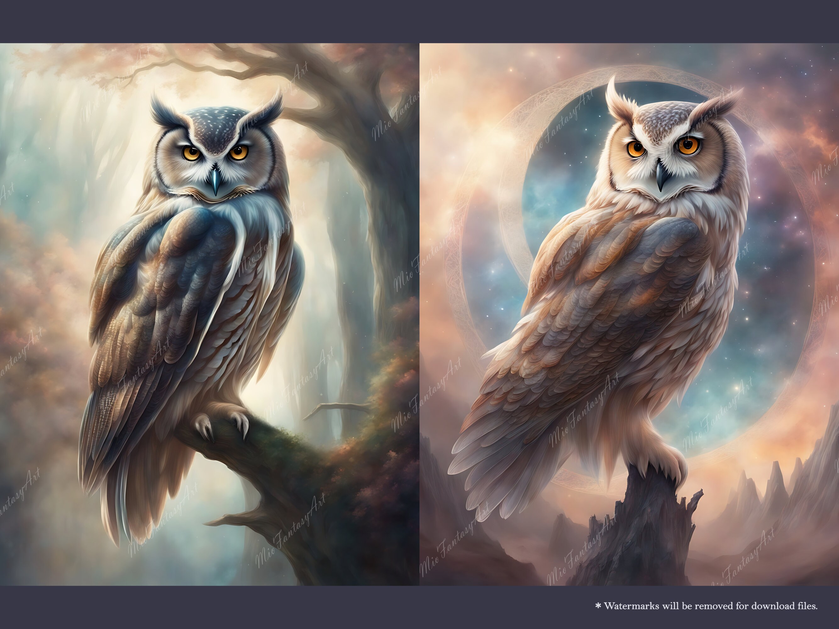 Fantasy Art Owl Bundle 5, Owl Wallpaper Printable Background for ...