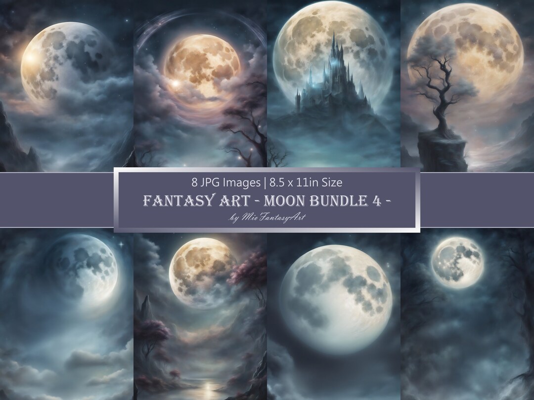 Fantasy Art Moon Bundle 4, Moon Wallpaper Printable Background for ...