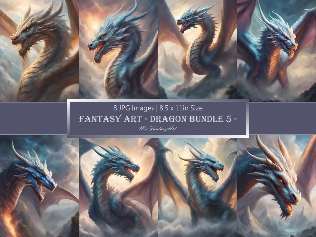 Fantasy Art Dragon Bundle 5, Dragon Wallpaper Printable Background for ...