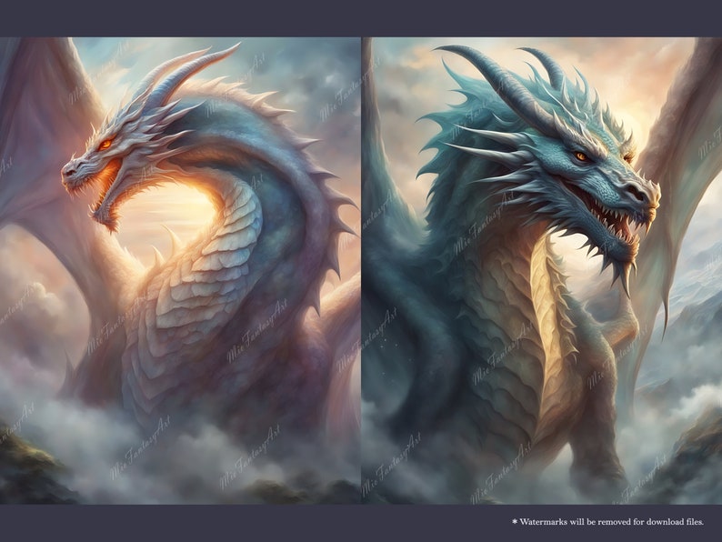 Fantasy Art Dragon Bundle 3, Dragon Wallpaper Printable Background for ...
