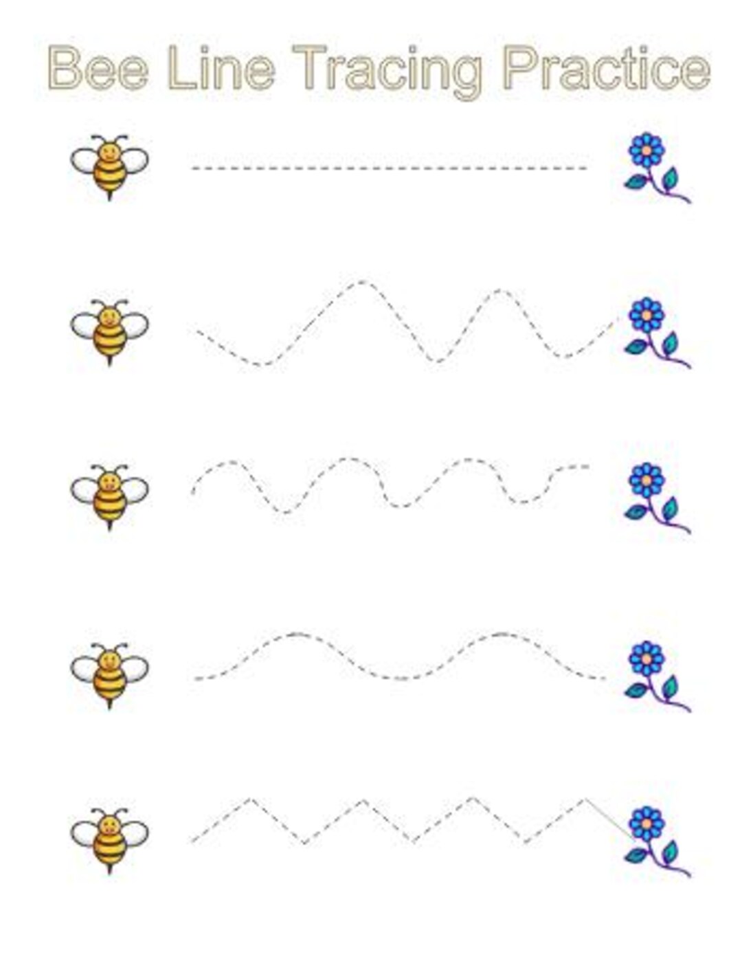 Bee to Flower Line Tracing Worksheet | Fine Motor Skills | Preschool ...