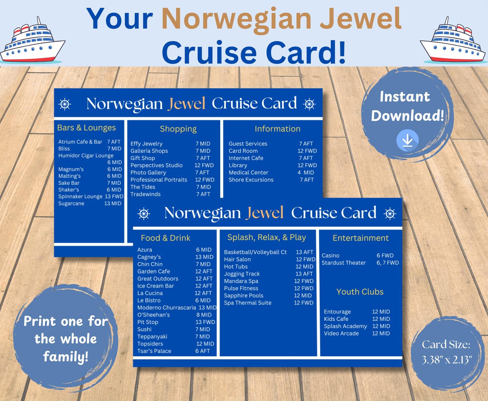 Cruise Line Deck Cards | Norwegian Jewel | Fish Extender Gift | Cruise ...