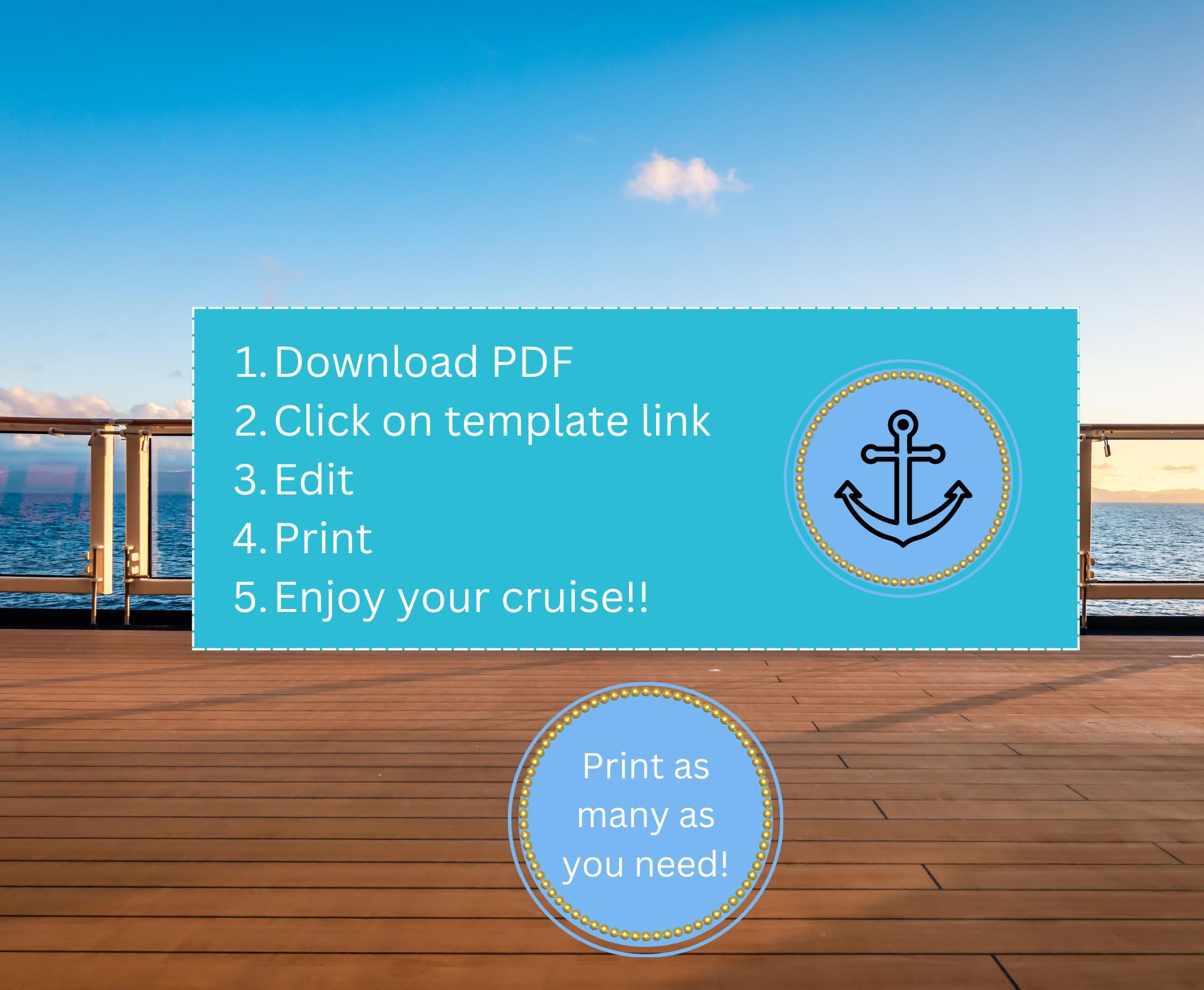 Cruise Line Deck Card Organizer | Cruise Schedule Card| Fish Extender ...