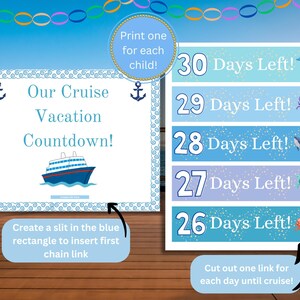 Cruise Vacation Paper Chain Countdown, Kids Cruise Activity, Spring ...