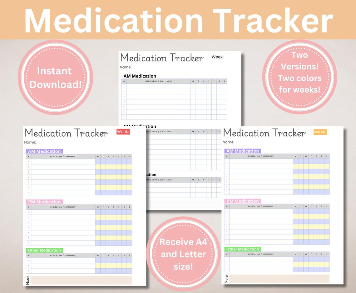 Editable Medication Schedule | Printable Easy Medicine Chart | Weekly ...