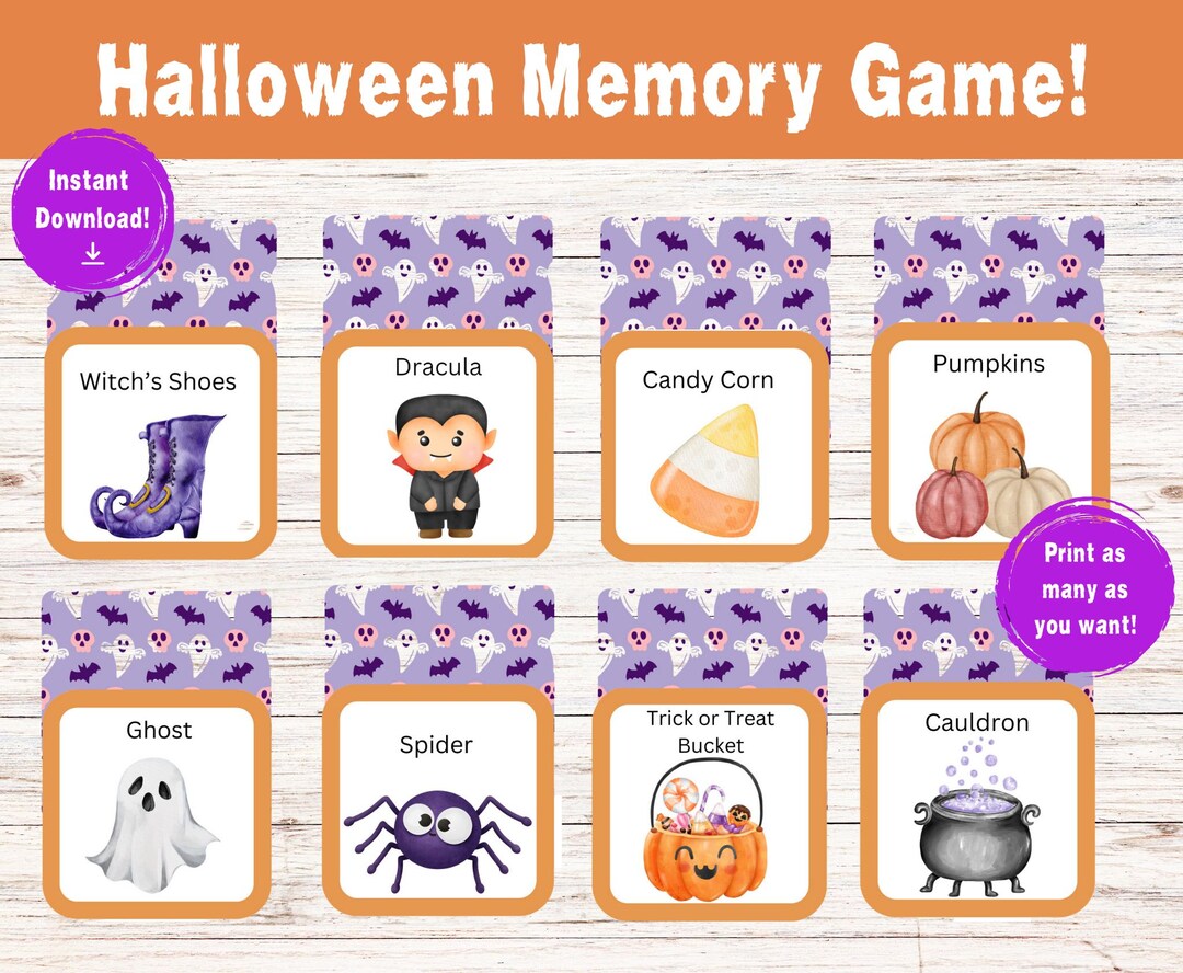 Halloween Memory Game: Printable Toddler Preschool Matching Activity ...