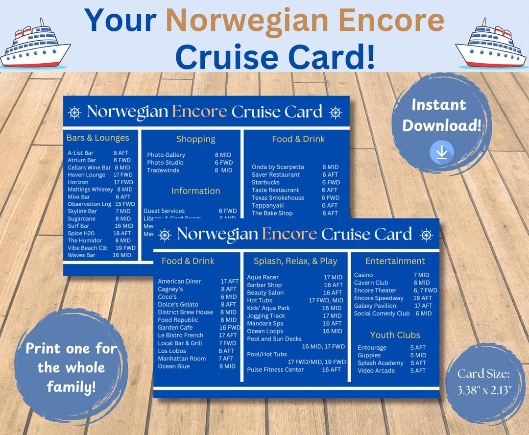 Cruise Line Deck Cards | Norwegian Encore | Fish Extender Gift | Cruise ...