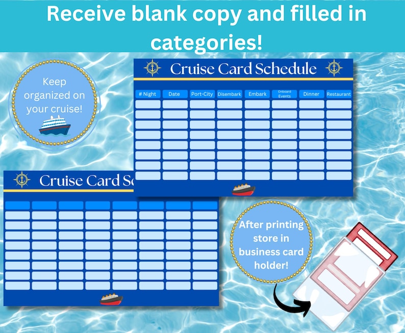 Cruise Line Deck Card Organizer | Cruise Schedule Card| Fish Extender ...