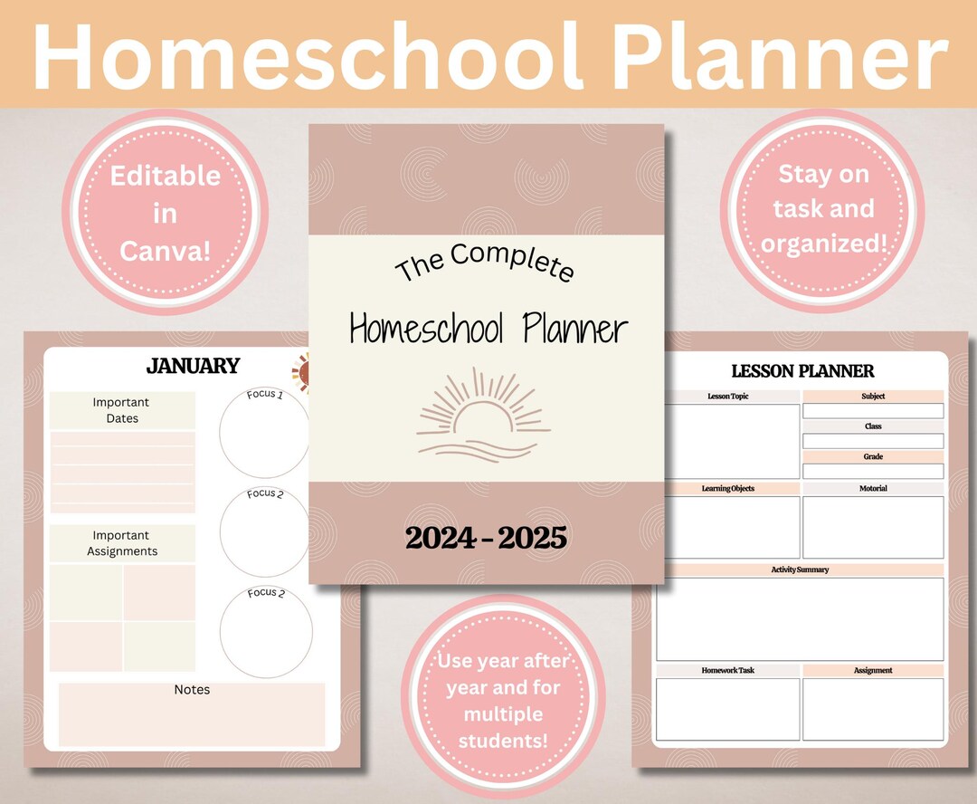 Homeschool Planner Printable, Homeschool Planner, 2024 2025, Homeschool ...