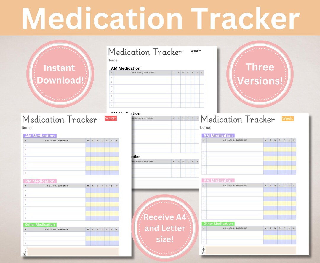 Editable Medication Schedule Printable Easy Medicine Chart Weekly ...