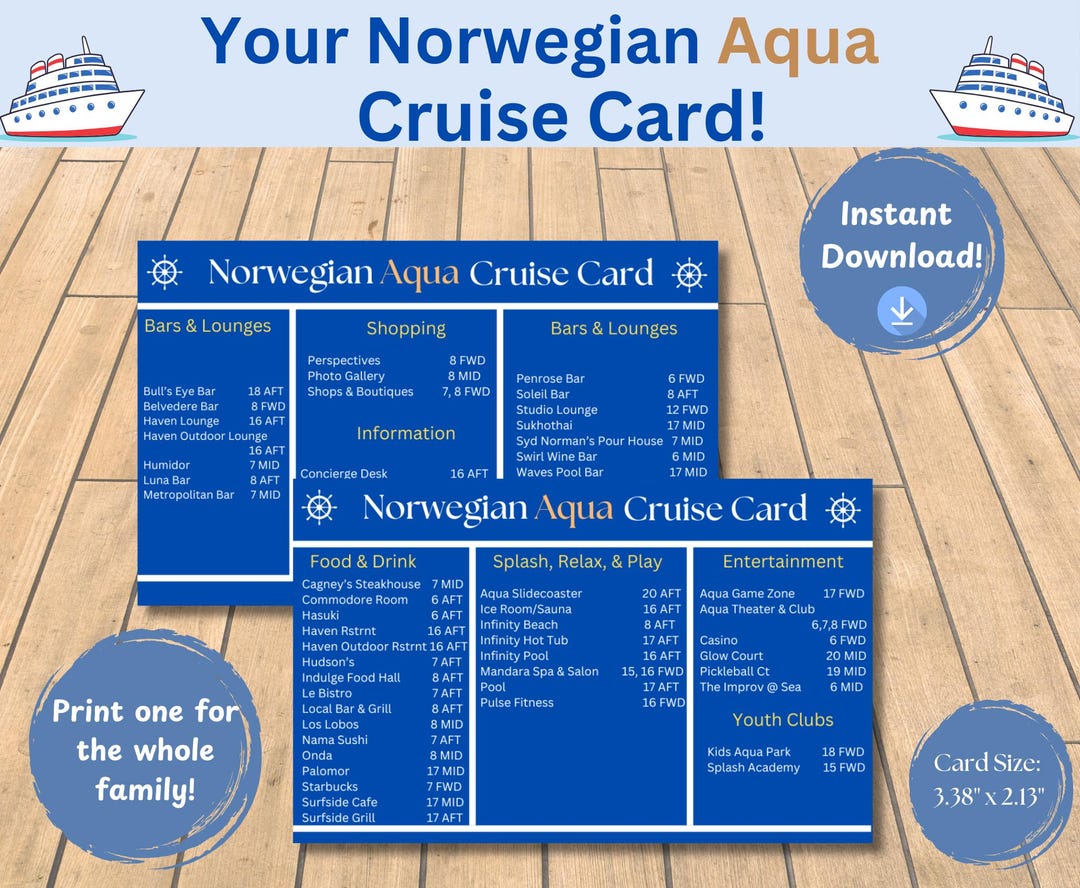 Cruise Line Deck Cards | Norwegian Aqua | Fish Extender Gift | Cruise ...
