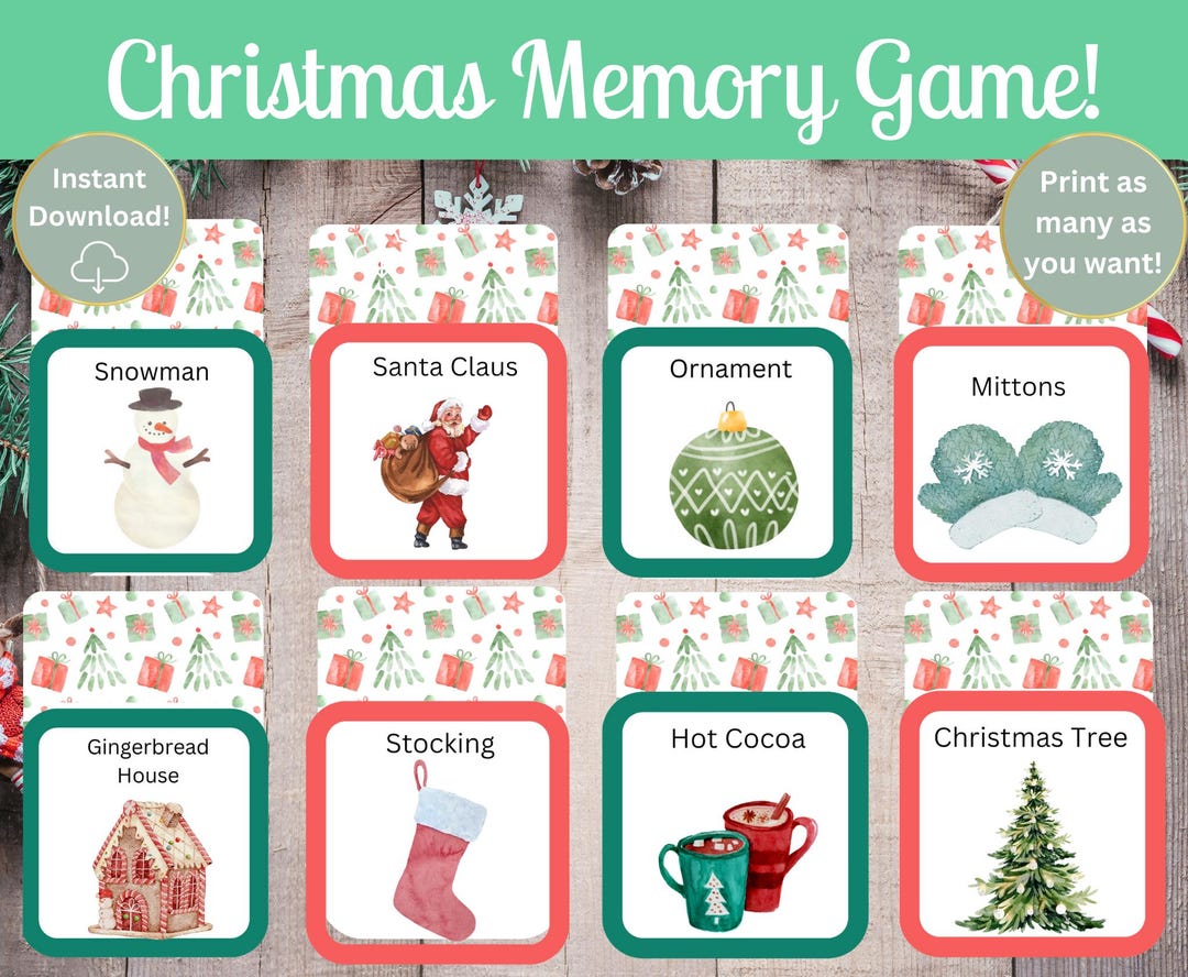Christmas Memory Game: Printable Toddler Preschool Matching Activity ...