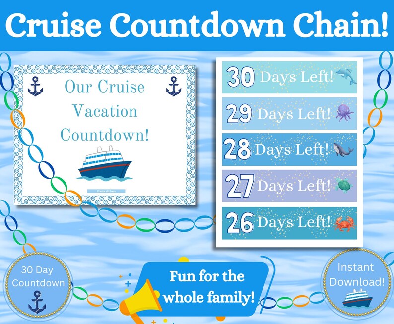 Cruise Vacation Paper Chain Countdown, Kids Cruise Activity, Spring ...