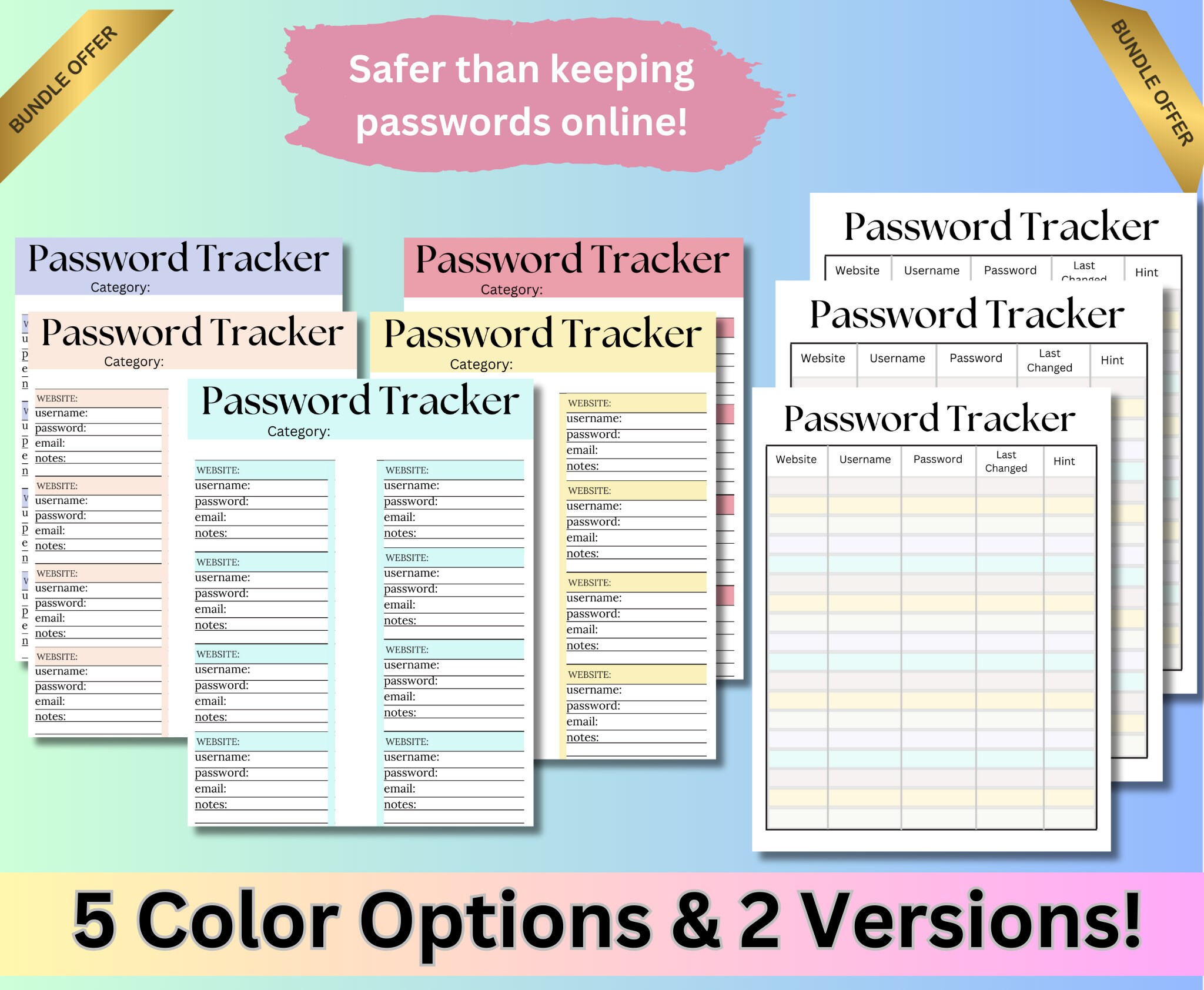 PASSWORD Form. Password List Sheet. Password Organizer. Subscription ...