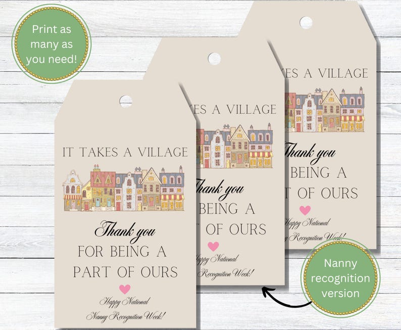 Gift Tag, Nanny Gift Tag, Thank You Gift Tag, Appreciation Gift ...