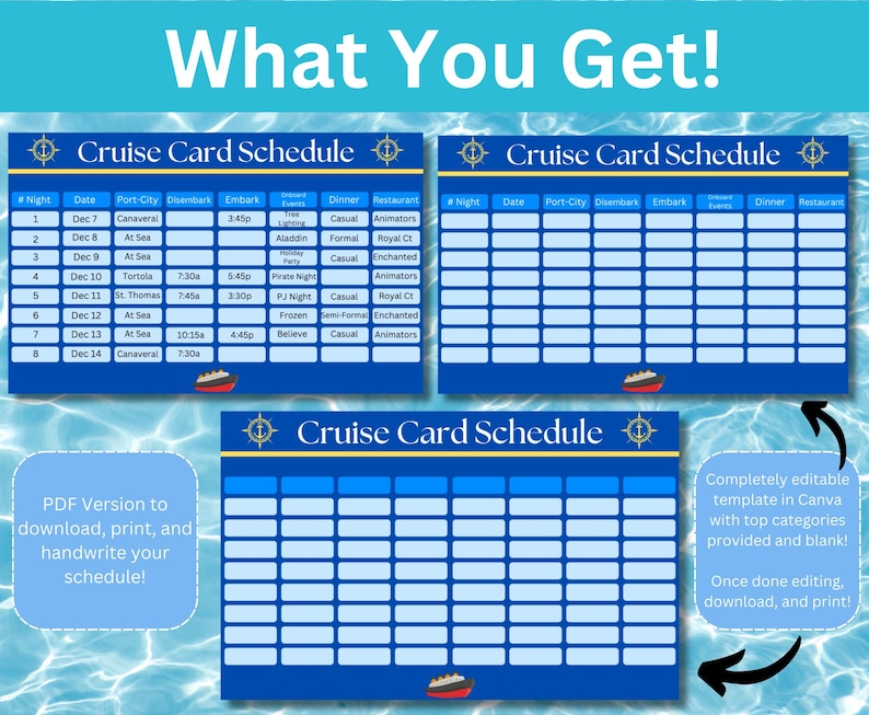 Cruise Line Deck Card Organizer | Cruise Schedule Card| Fish Extender ...