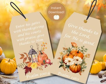 Give Thanks Bible Verse Printable Tag, Fall Thanksgiving Teacher ...