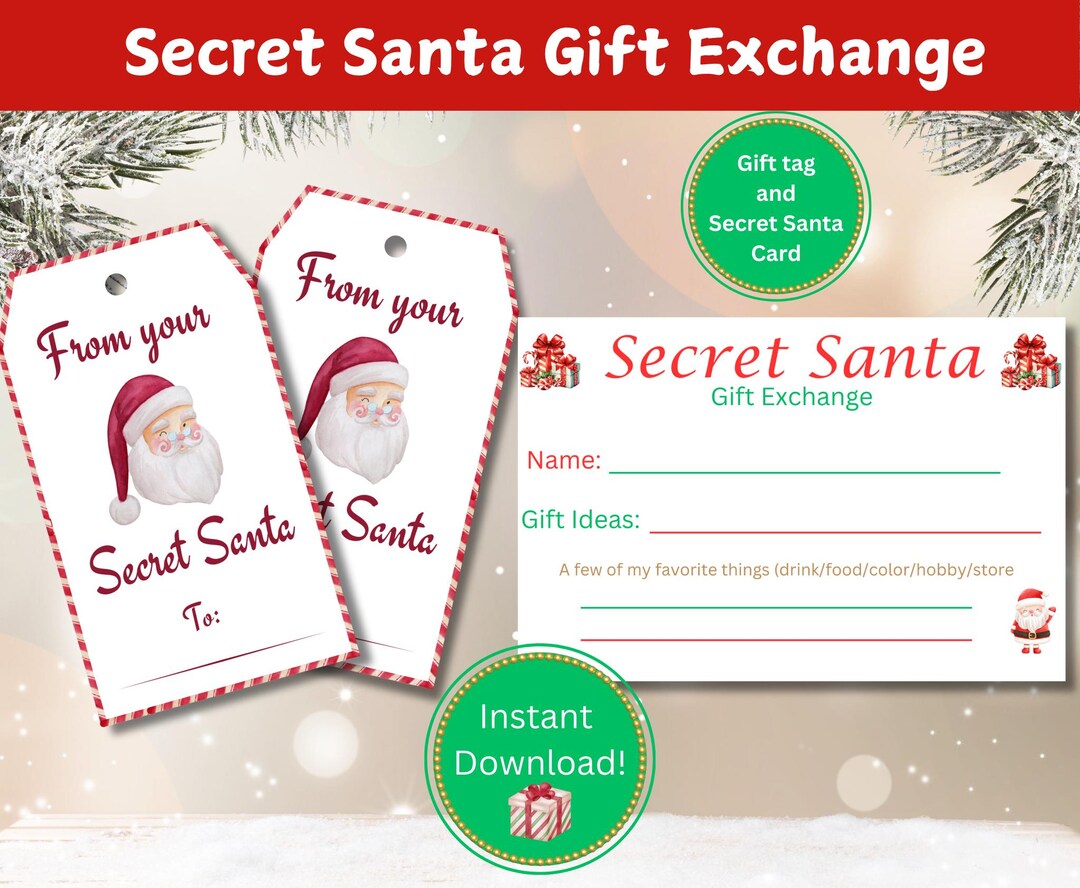 Secret Santa Gift Exchange Printable PDF, Christmas Gift List for ...