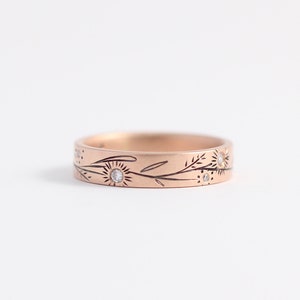 Botanical Rose Gold Wedding Ring Made With Ethical Gold and Recycled ...