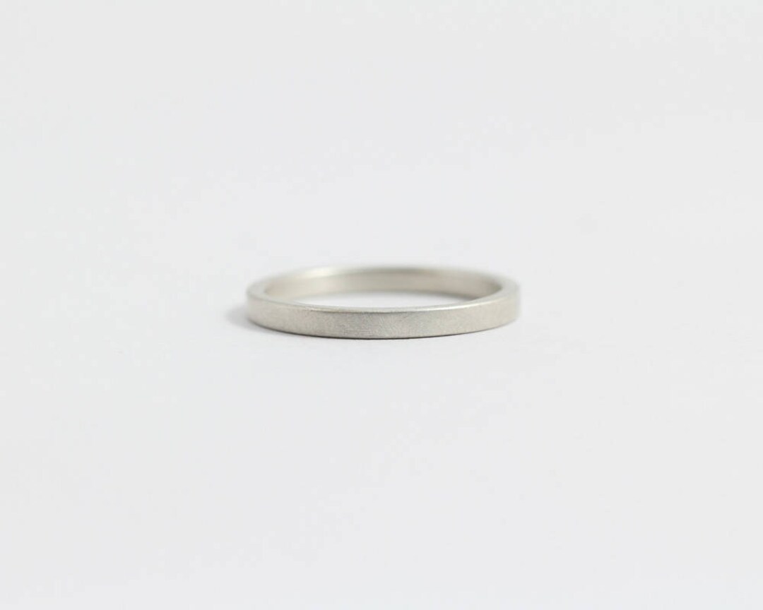Wedding Band Engagement Ring Matte Gold White Gold Eco Friendly 2mm 9ct ...