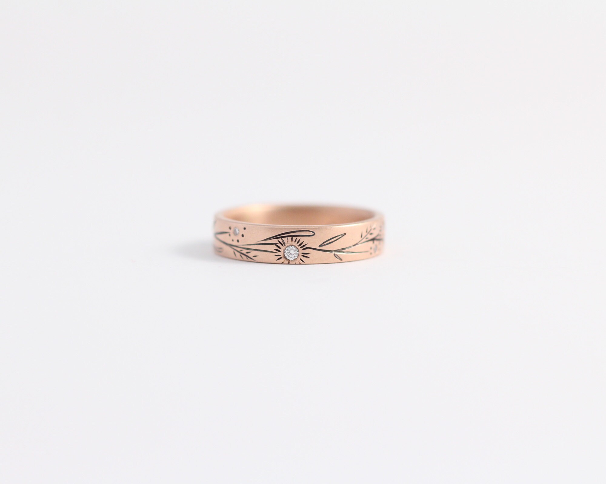 Botanical Rose Gold Wedding Ring Made With Ethical Gold and Recycled ...
