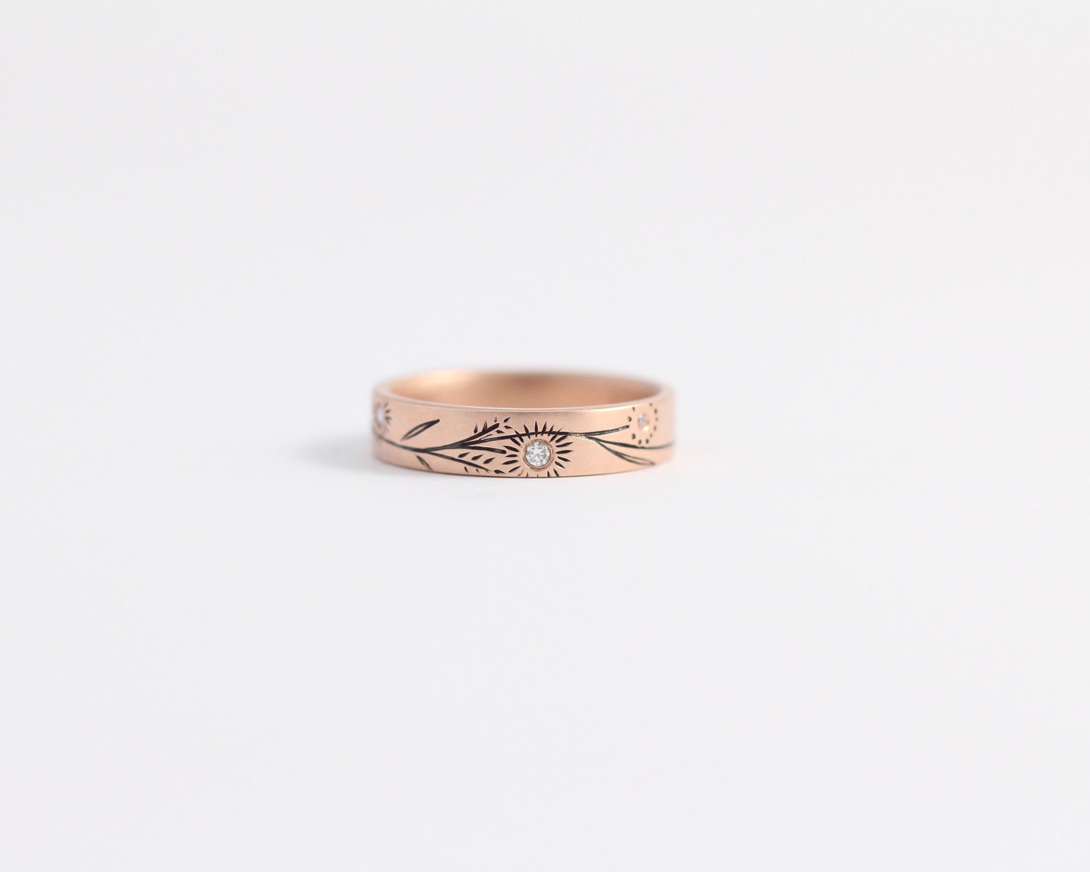 Botanical Rose Gold Wedding Ring Made With Ethical Gold and - Etsy