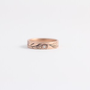 Botanical Rose Gold Wedding Ring Made With Ethical Gold and Recycled ...
