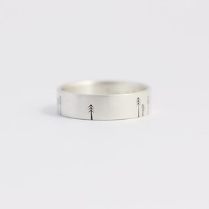 Unique Wedding Band, Wedding Ring or Engagement Ring With Pine Trees ...