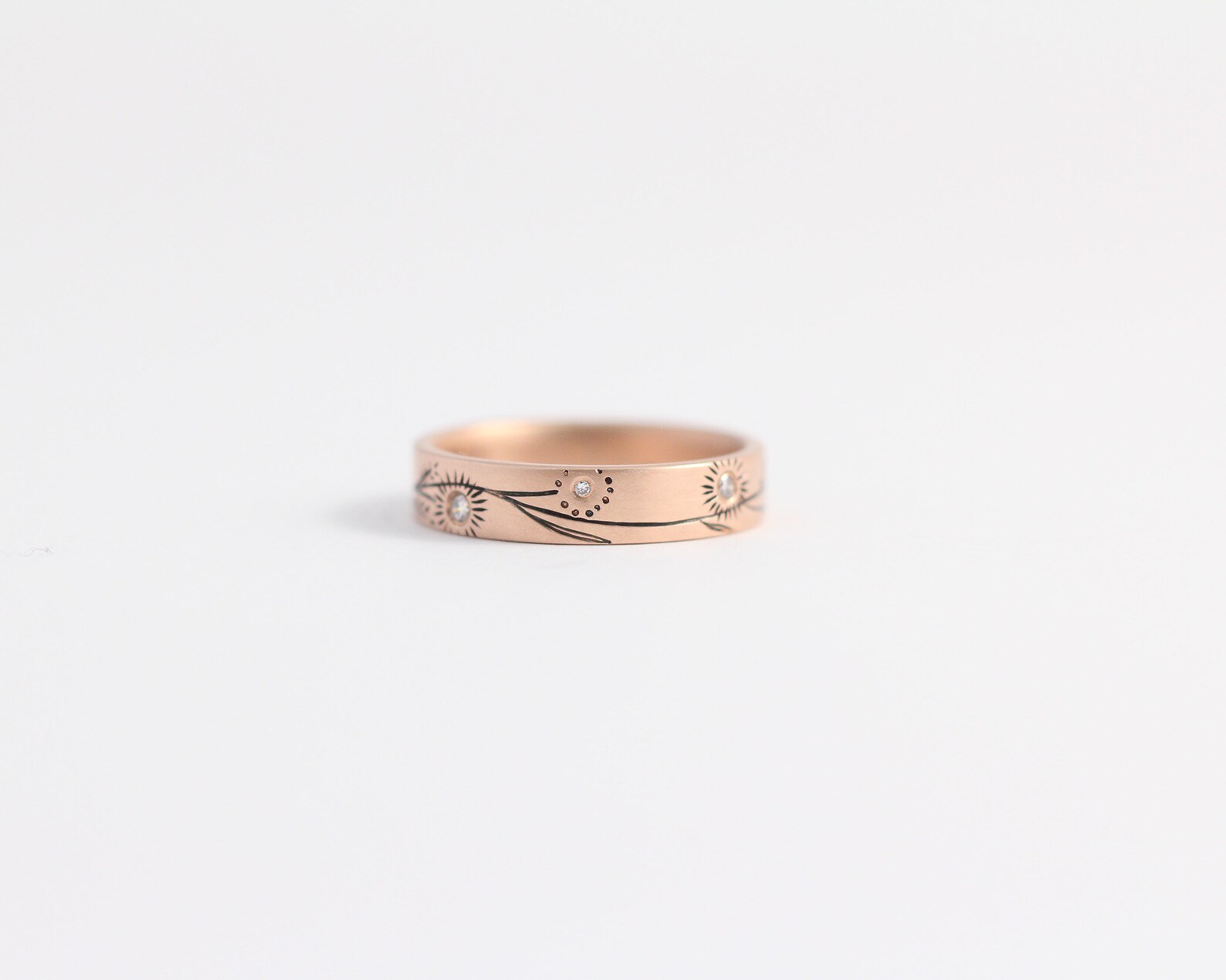 Botanical Rose Gold Wedding Ring Made With Ethical Gold and - Etsy