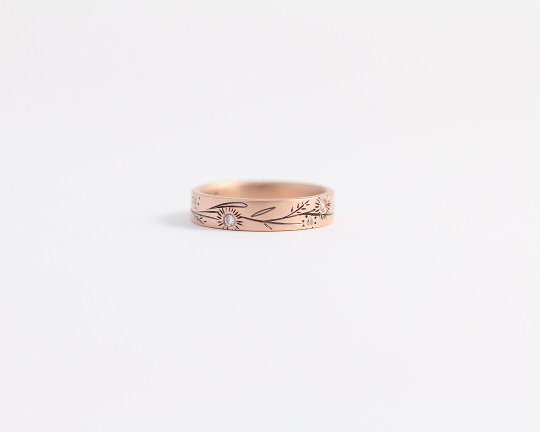 Botanical Rose Gold Wedding Ring Made With Ethical Gold and Recycled ...