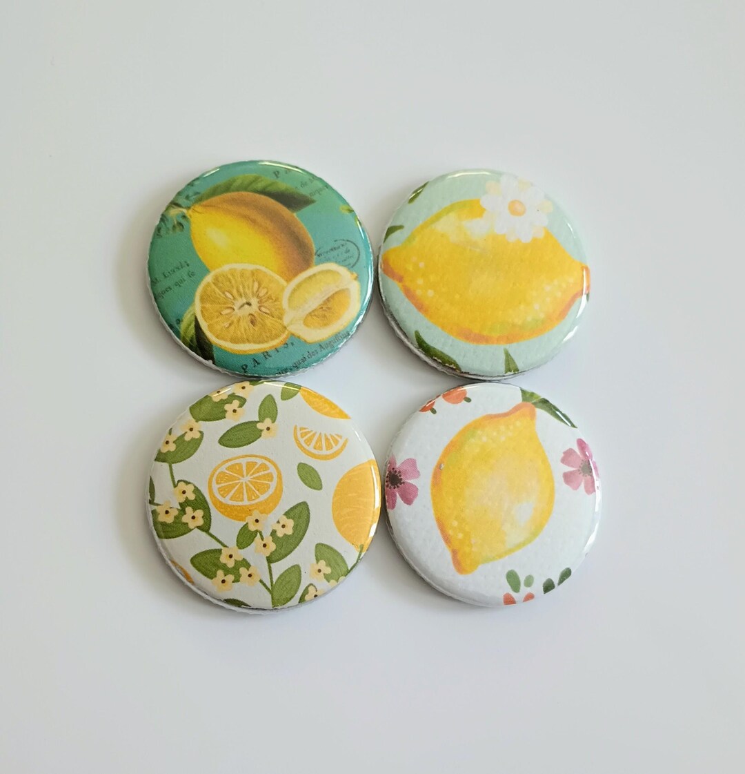 Lemon Fridge Magnets, Fruit Home Decor, Set of Four (1.25 Inch) - Etsy