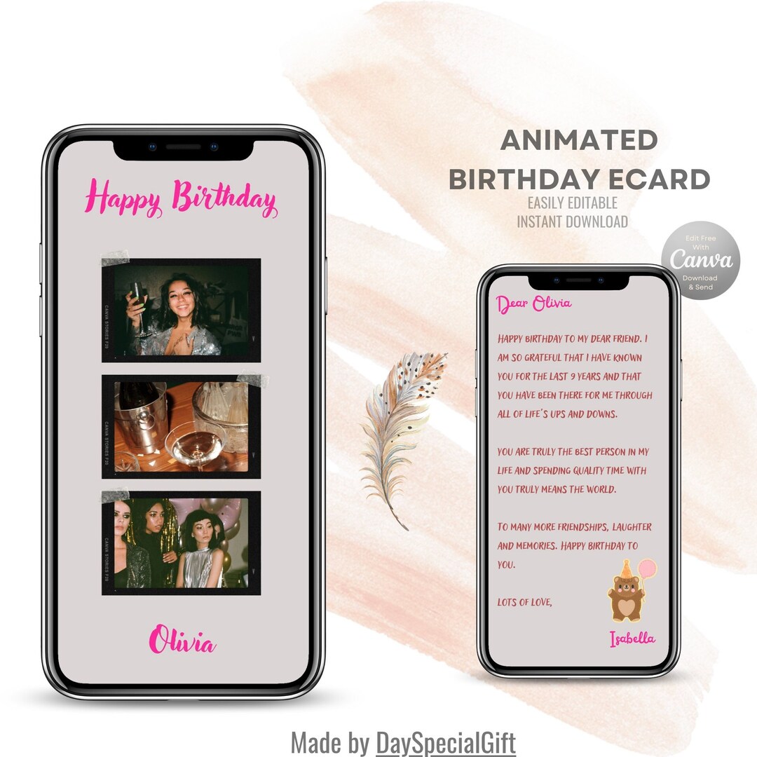 Animated Birthday Card Template for Mobile Phone. Fun Celebration Theme ...