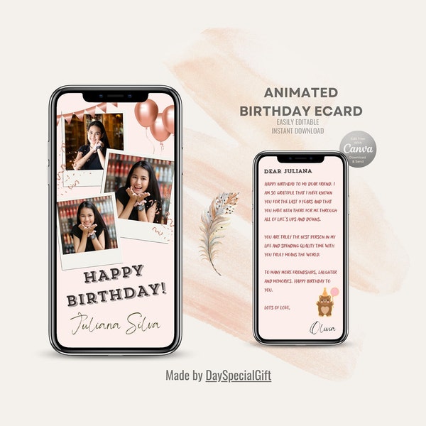 Personalized Animated Birthday Card for Mobile Phone Editable Birthday ...
