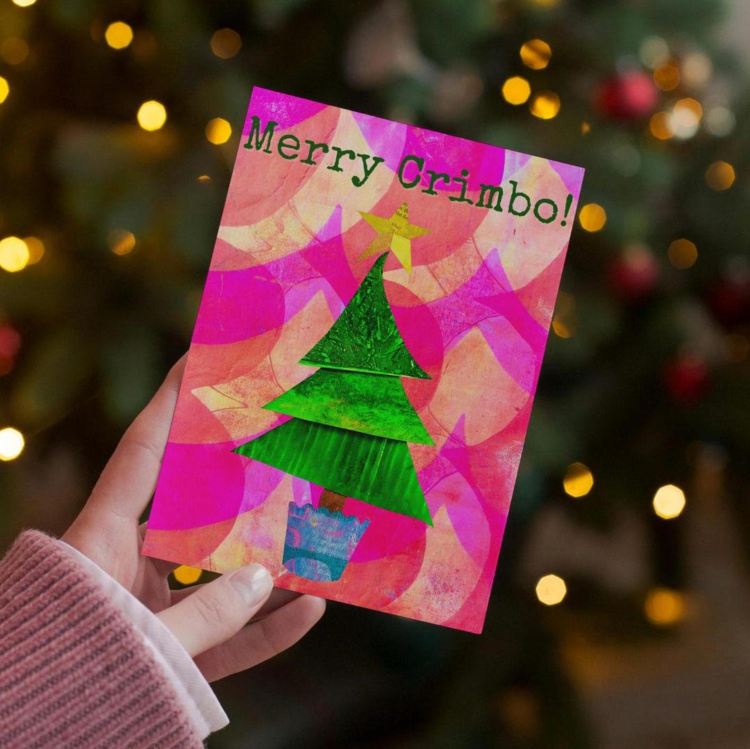 Merry Crimbo Christmas Card - Kraft Envelope | Pink With a Wobbly ...