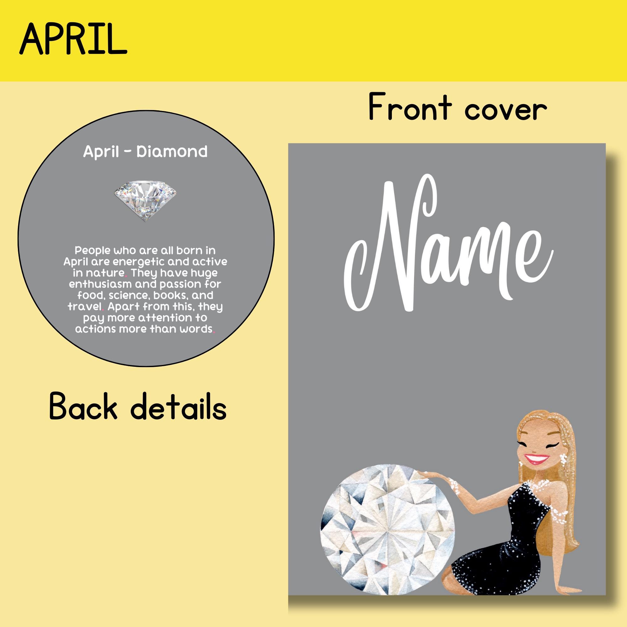 Personalized Notebook With Names Covers Birth Month and Birth Stones ...